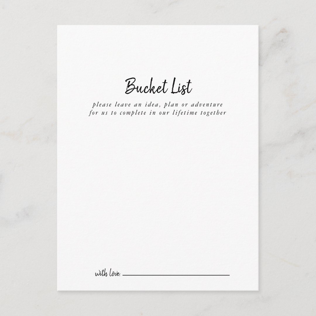 Modern Wedding Bucket List Cards | Zazzle