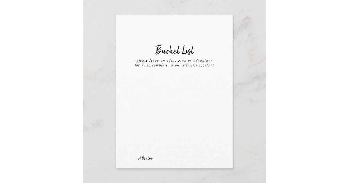 Modern Wedding Bucket List Cards | Zazzle