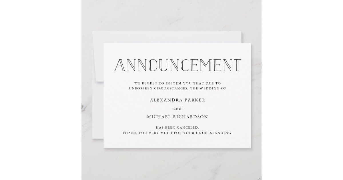 Modern Wedding Cancellation Announcement | Zazzle