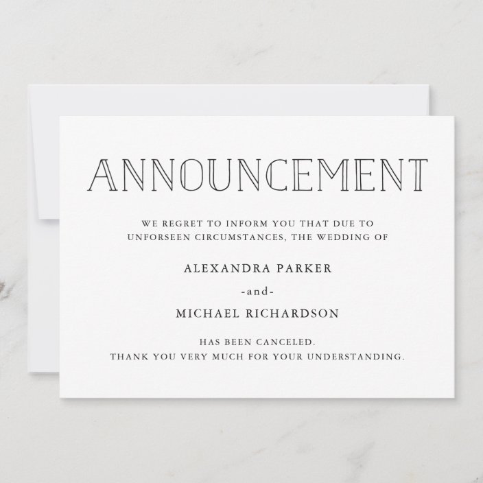 Modern Wedding Cancellation Announcement | Zazzle.com