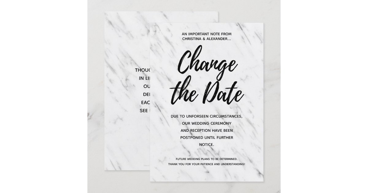 Modern Wedding Change the Date Postponed Cancelled Invitation | Zazzle