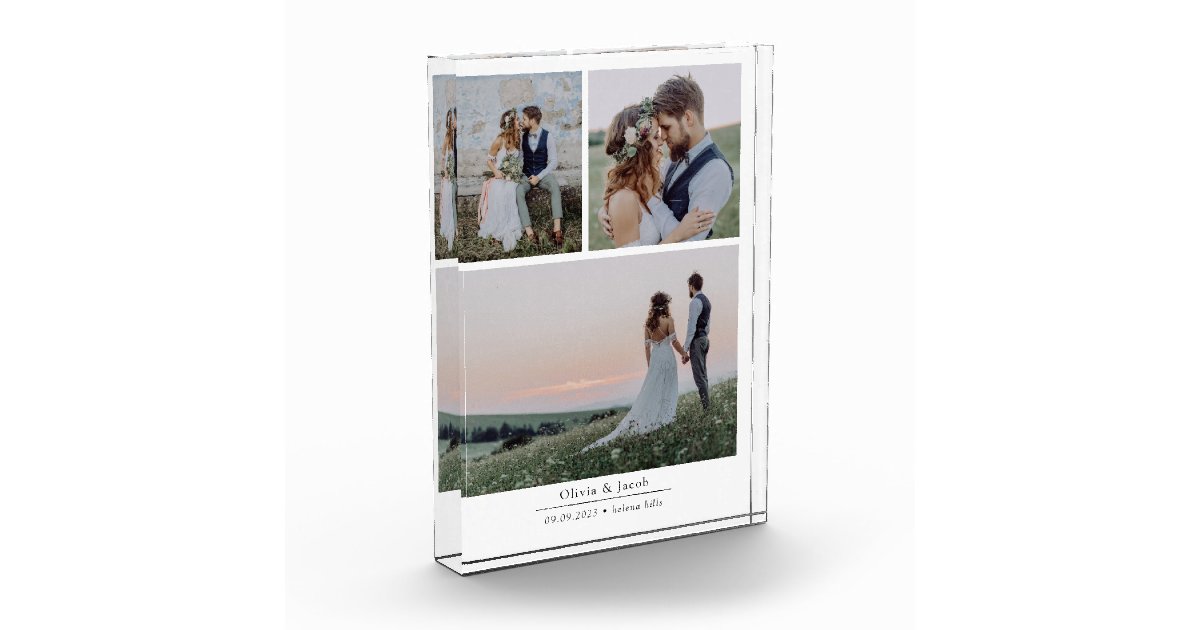 Modern Wedding Collage Photo Block | Zazzle