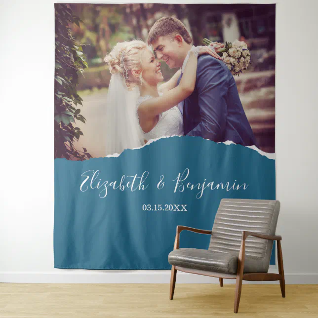 Modern Wedding Couple Photo Booth Backdrop | Zazzle