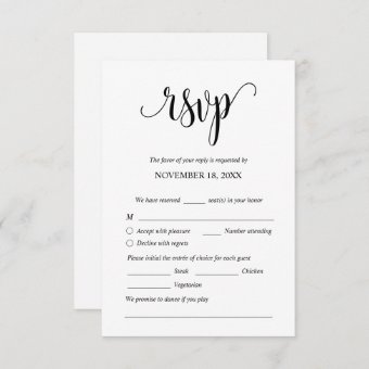 Modern Wedding Dinner Invites RSVP Enclosed Card | Zazzle