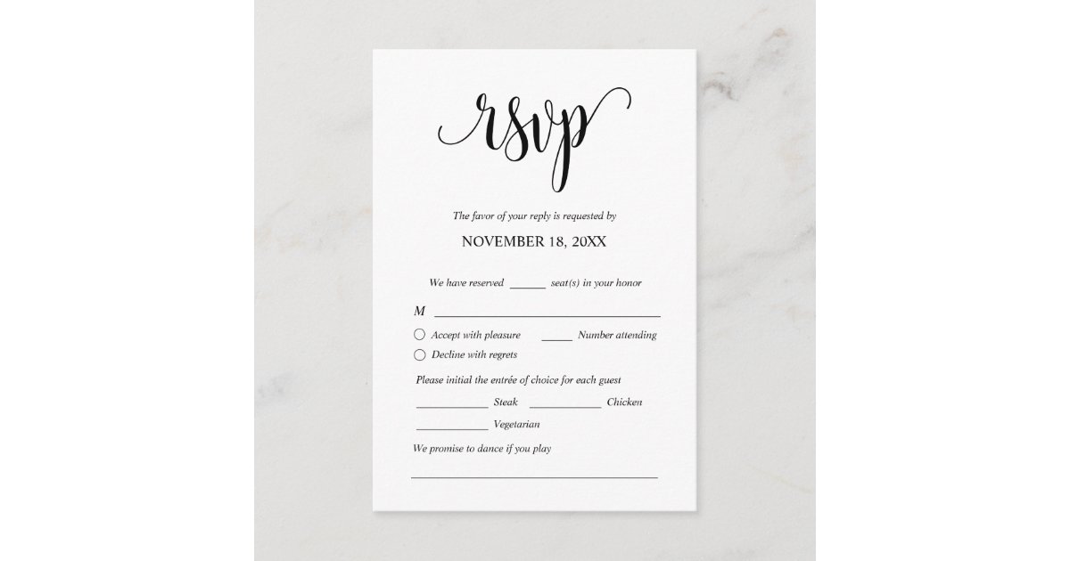 Modern Wedding Dinner Invites RSVP Enclosed Card | Zazzle