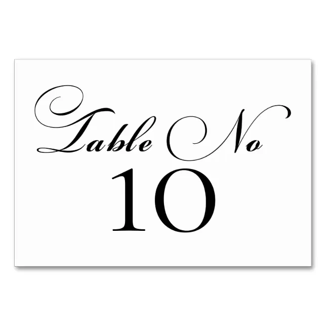 Modern Wedding Elegant Script Black & White Table Number | Zazzle
