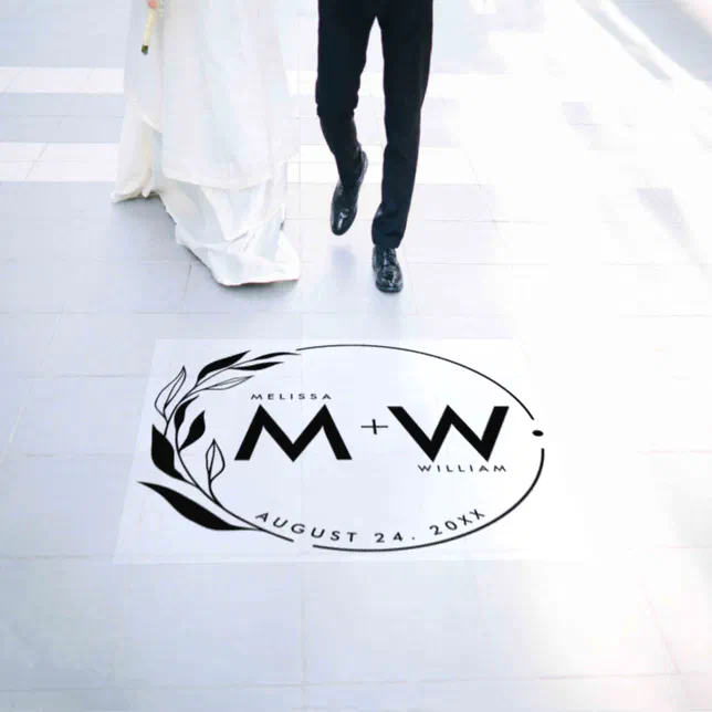 Modern Wedding Floral Laurel Floor Decals | Zazzle