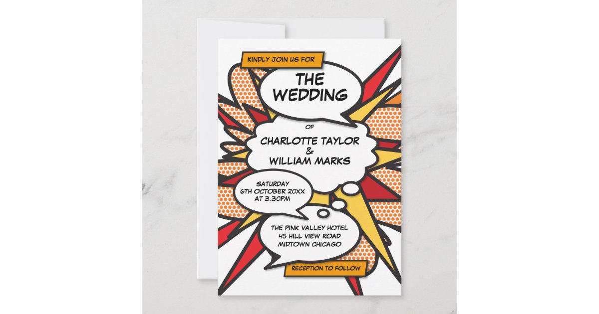 Modern Wedding Fun Stylish Comic Book Invitation | Zazzle