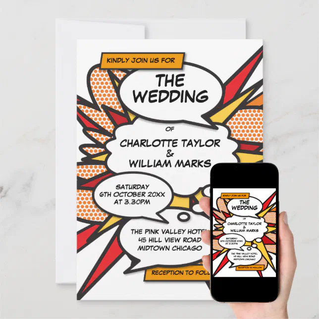 Modern Wedding Fun Stylish Comic Book Invitation | Zazzle