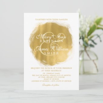 Modern Wedding Gold Paint Look Invitation | Zazzle