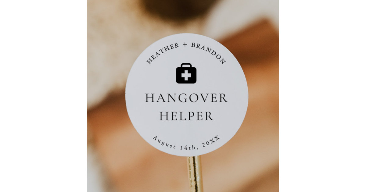 Modern Wedding Hangover Kit Classic Round Sticker | Zazzle