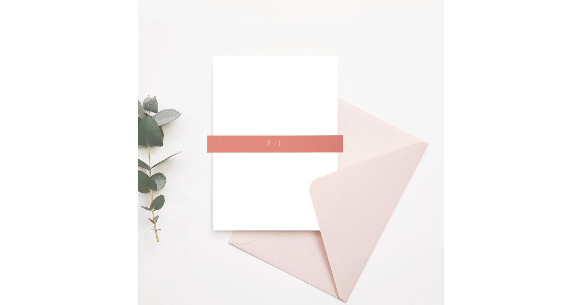 Modern Wedding Invitation Band | Dark Coral Invitation Belly Band | Zazzle