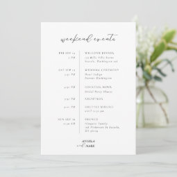Modern Wedding Itinerary Weekend Timeline Schedule Invitation | Zazzle