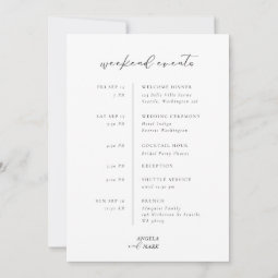 Modern Wedding Itinerary Weekend Timeline Schedule Invitation | Zazzle