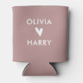 Modern Wedding Love Heart Can Cooler | Dusty Rose | Zazzle