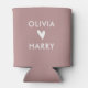 Modern Wedding Love Heart Can Cooler | Dusty Rose | Zazzle