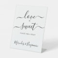 Modern Wedding Love Is Sweet Personalized Table Pedestal Sign | Zazzle