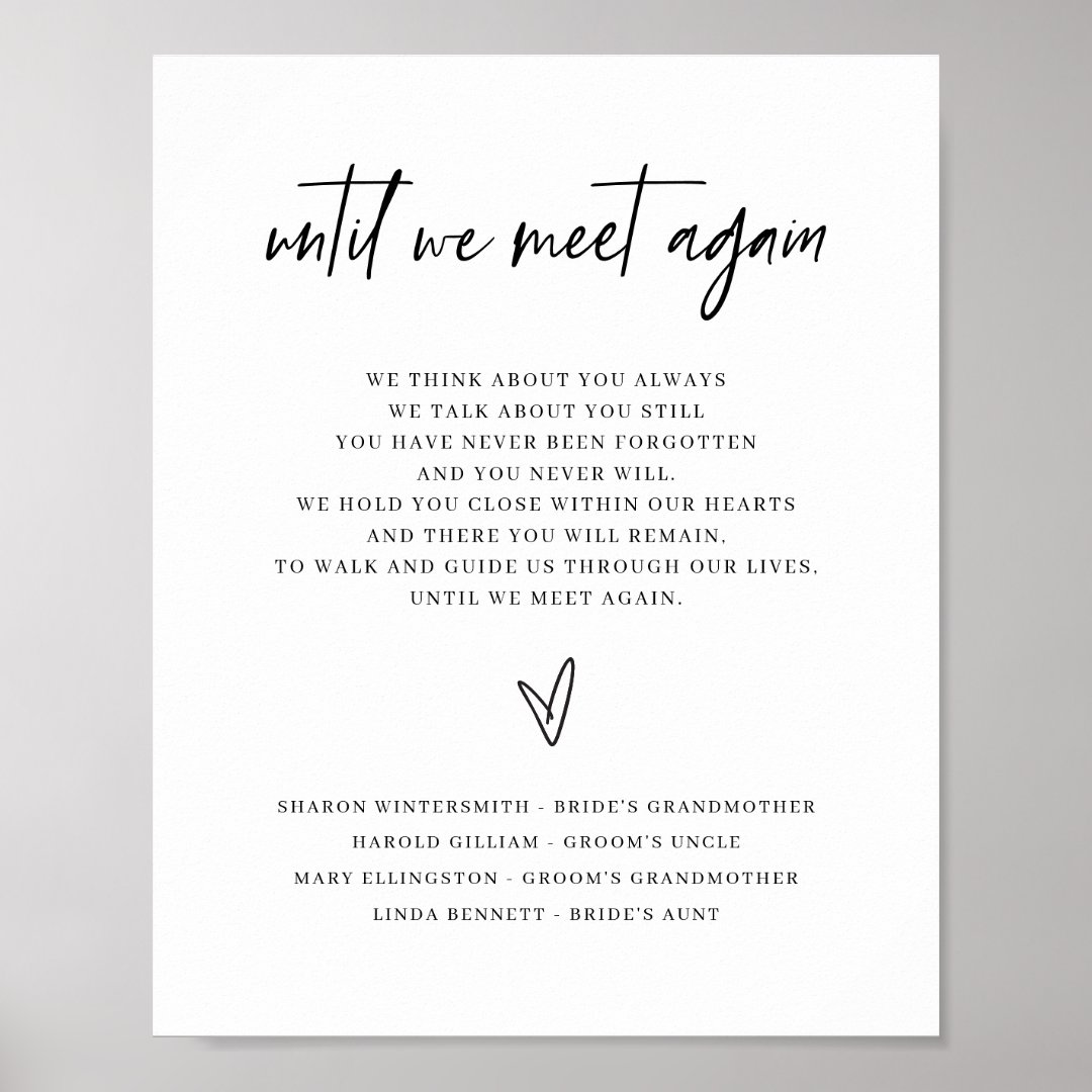 Modern Wedding Memorial Sign Family Remembrance | Zazzle