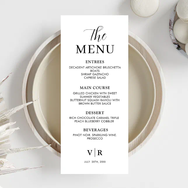 Modern Wedding Menu Dinner Minimal Place Setting Invitation | Zazzle