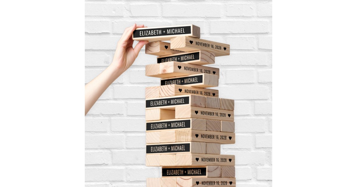 Modern Wedding Monogram Topple Tower | Zazzle