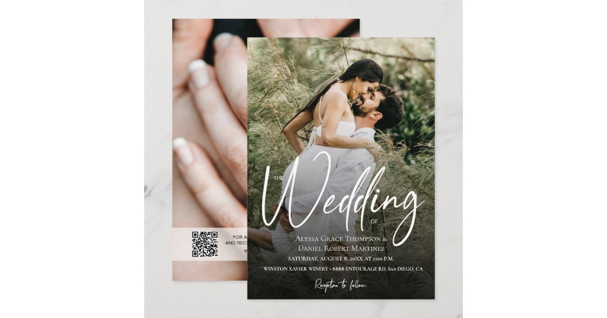 Modern Wedding of Photo Wedding overlay text Invitation | Zazzle