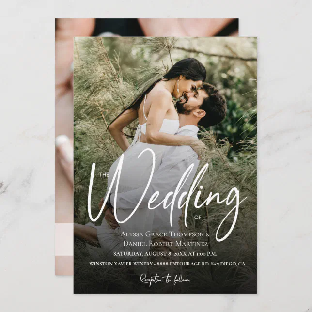 Modern Wedding of Photo Wedding overlay text Invitation | Zazzle