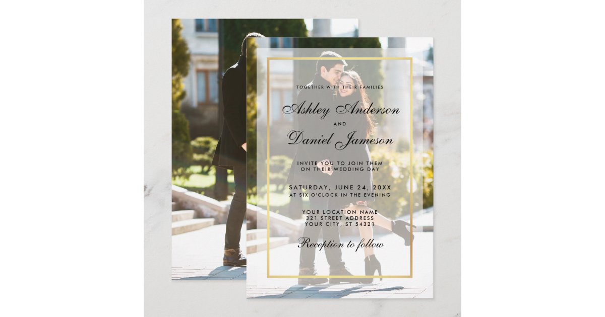 Modern Wedding Overlay Front Back Photo Invitation | Zazzle