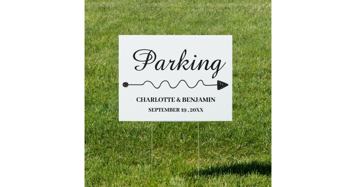 Modern Wedding Parking Direction Yard Lawn Sign | Zazzle