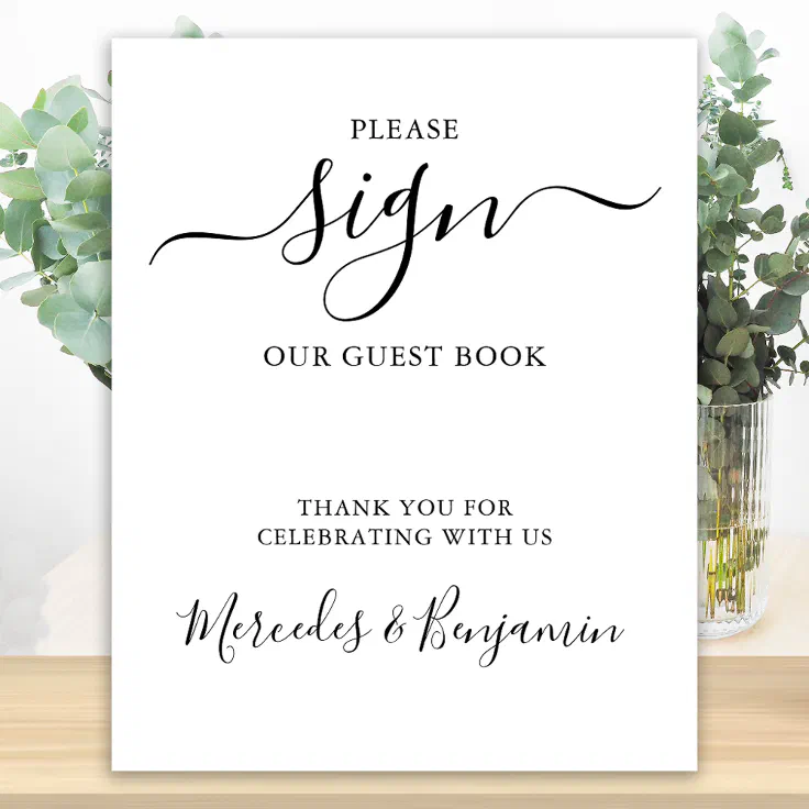 Modern Wedding Personalized Please Sign Guest Book | Zazzle