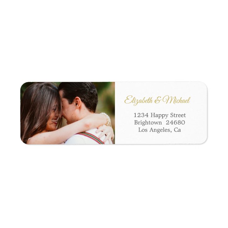 Modern Wedding Photo Elegant Simple Address Label | Zazzle