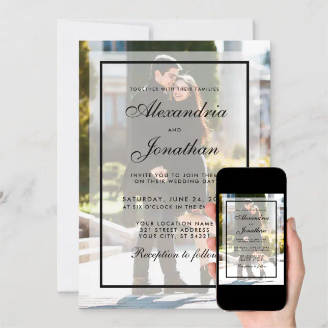 Modern Wedding Photo Invitation - Overlay | Zazzle