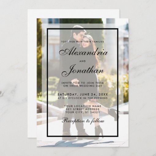 Modern Wedding Photo Invitation - Overlay | Zazzle