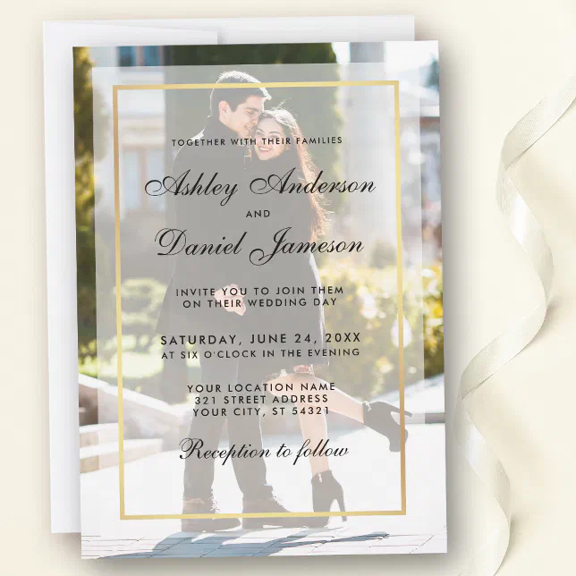 Modern Wedding Photo Invitation Overlay G | Zazzle