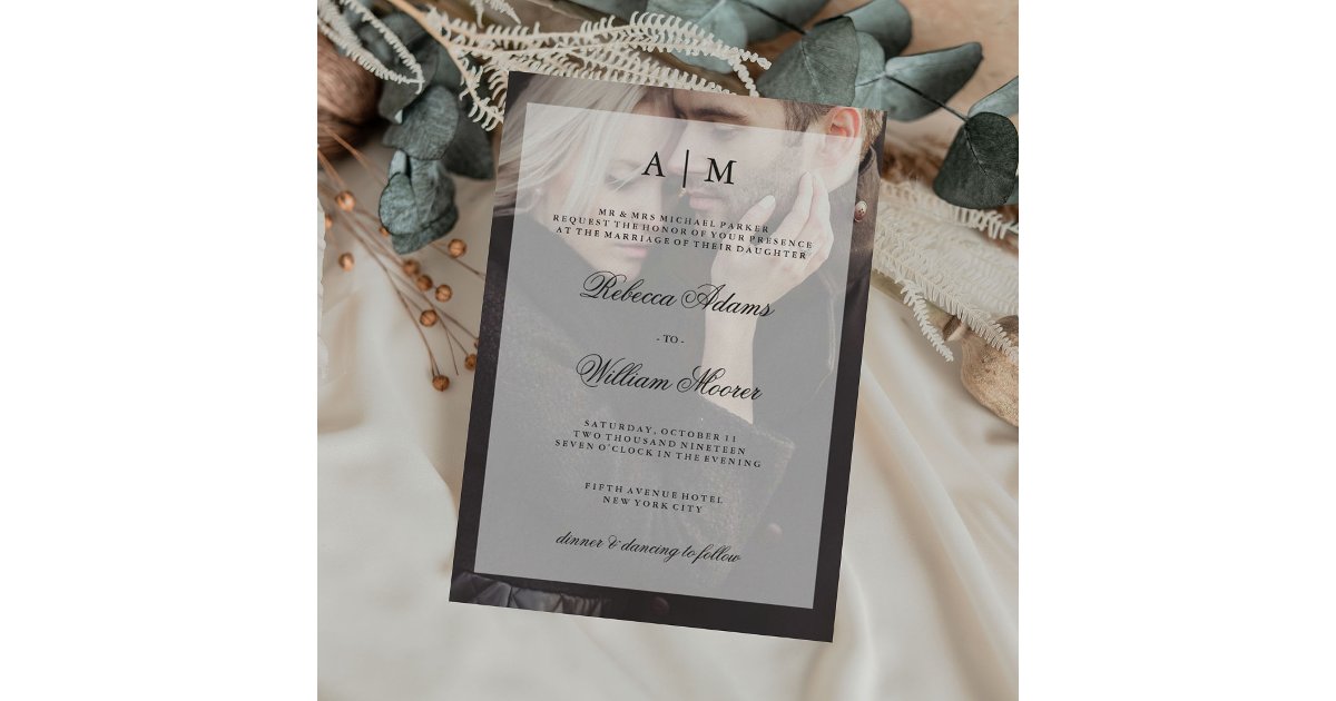 Modern Wedding Photo Invitation with Overlay | Zazzle