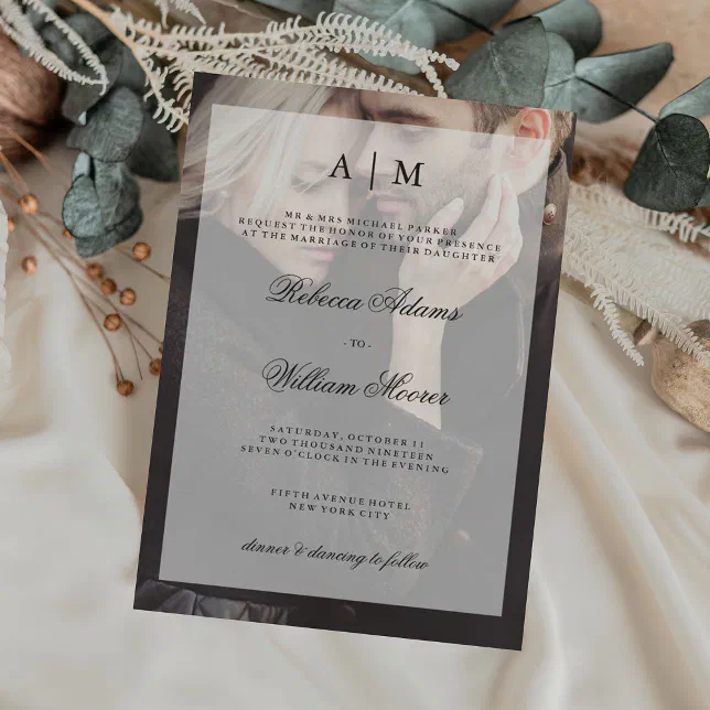 Modern Wedding Photo Invitation with Overlay | Zazzle
