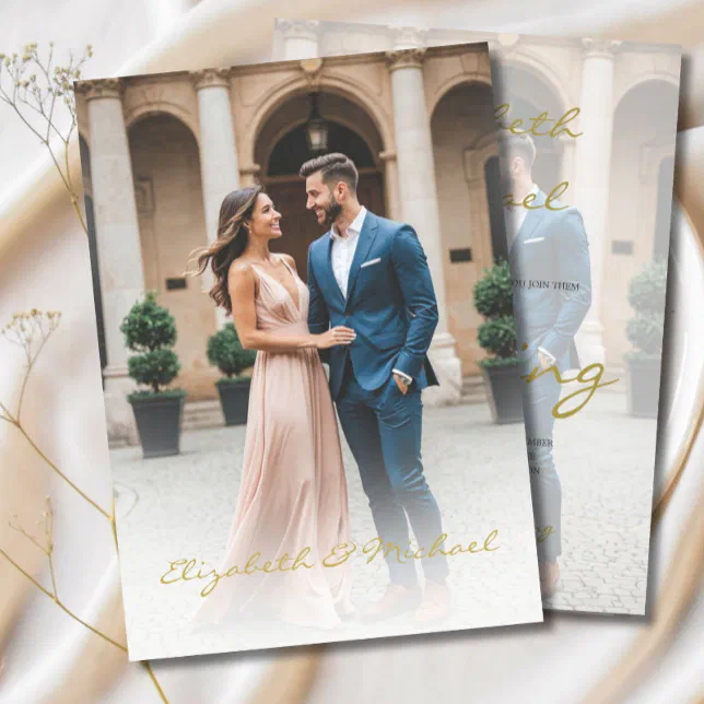 Modern Wedding Photo Overlay Elegant Simple Invitation | Zazzle