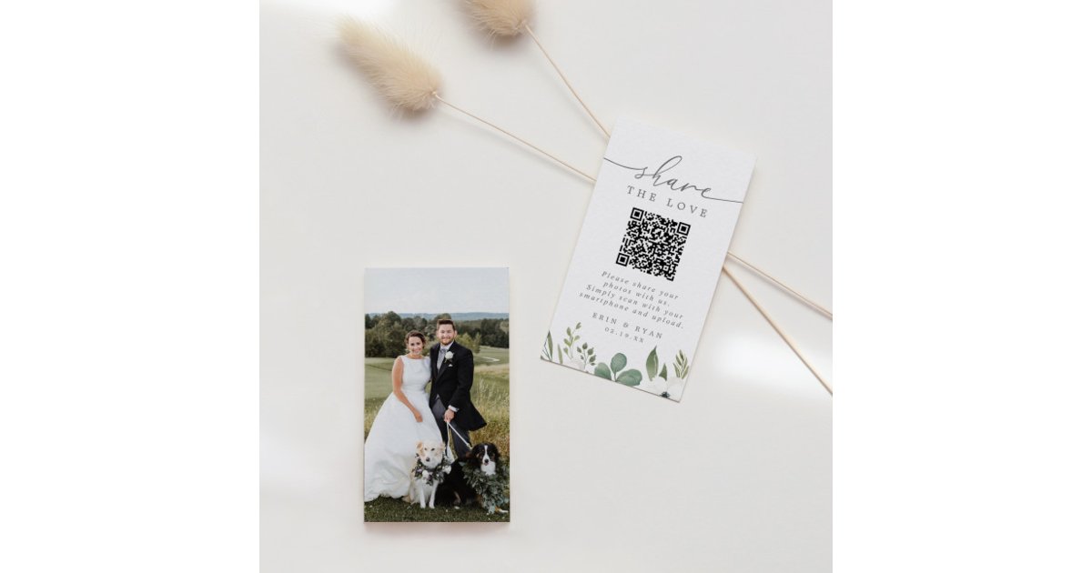 Modern Wedding Photo Sharing With QR Code & Photo Enclosure Card | Zazzle