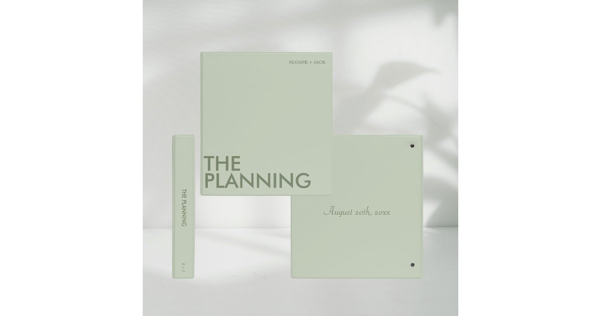 Modern Wedding Planning Binder | Light Sage | Zazzle