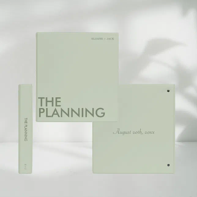 Modern Wedding Planning Binder | Light Sage | Zazzle