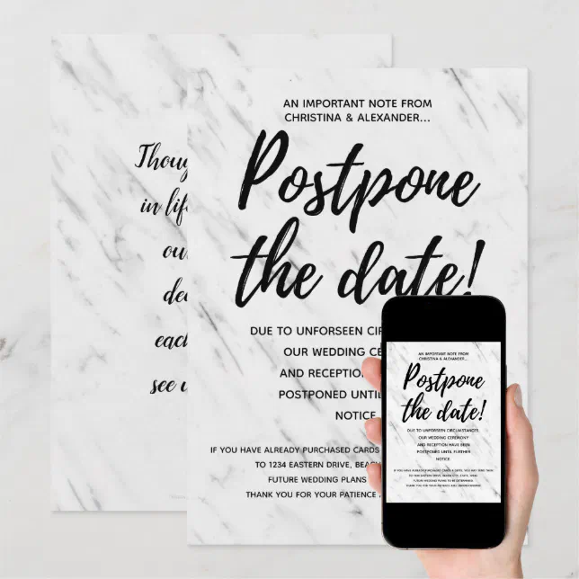 Modern Wedding Postponed Cancelled Postponement Invitation | Zazzle