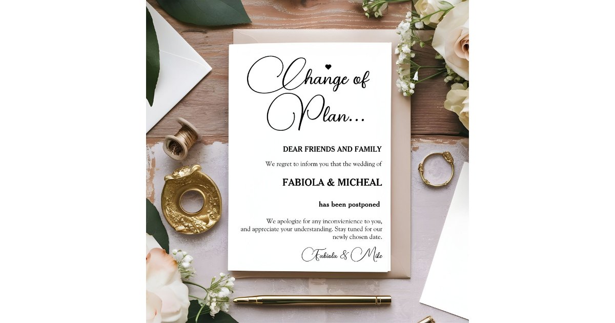 Modern wedding Postponed Wedding Reschedule Invitation | Zazzle