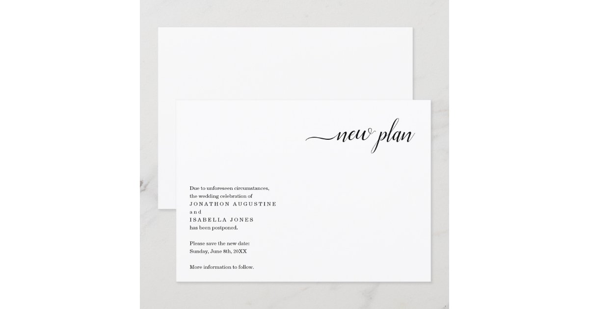 Modern Wedding Postponement Announcement | Zazzle