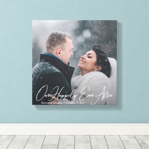 Modern Wedding Quote Custom Photo Canvas Print | Zazzle