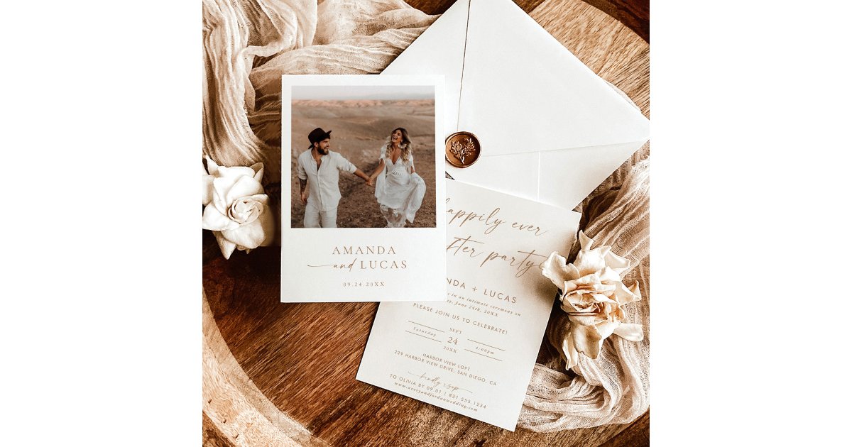 Modern Wedding Reception, Boho Minimalist Neutral Invitation | Zazzle