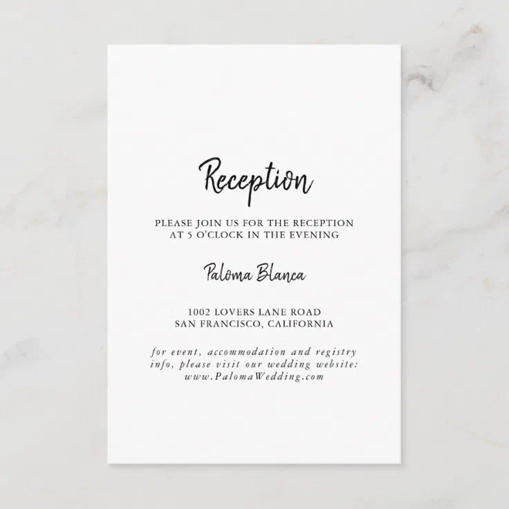 Modern Wedding Reception Enclosure Card | Zazzle