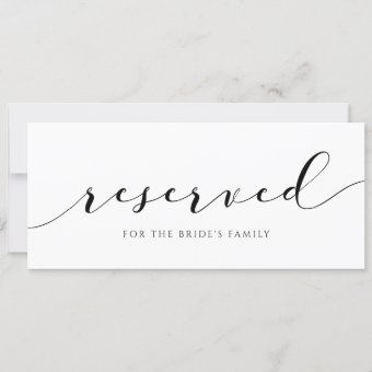 Modern Wedding Reserved Card Sign Calligraphy | Zazzle