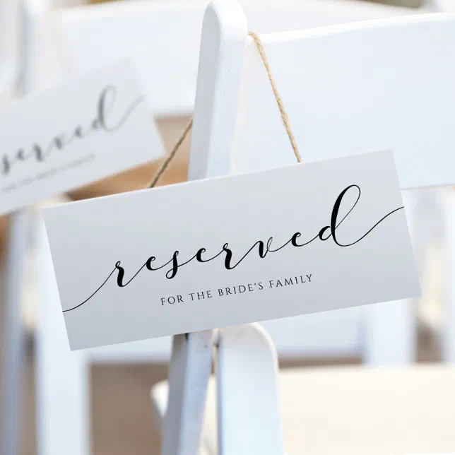 Modern Wedding Reserved Card Sign Calligraphy | Zazzle