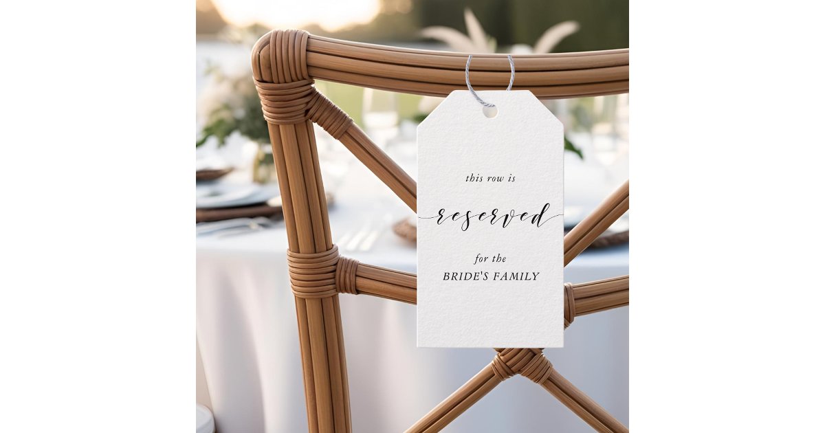 Modern Wedding Reserved Seating Chair Tags | Zazzle