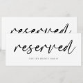 Modern Wedding Reserved Signs Handwriting Casual | Zazzle