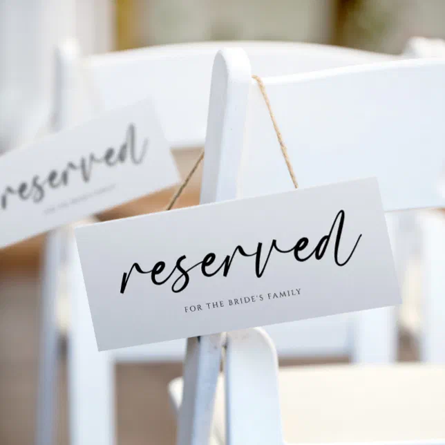 Modern Wedding Reserved Signs Handwriting Casual | Zazzle